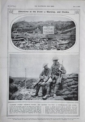 1916 WWI WW1 Stampa British Front In France War Zone Notice Board ...
