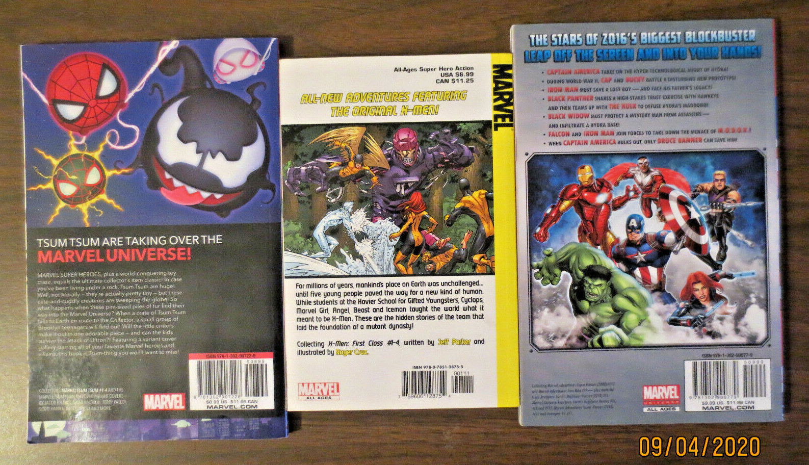 Lot of 3 Kids Graphic Novels: MARVEL CAPTAIN AMERICA, X-MEN, TSUM TSUM ...