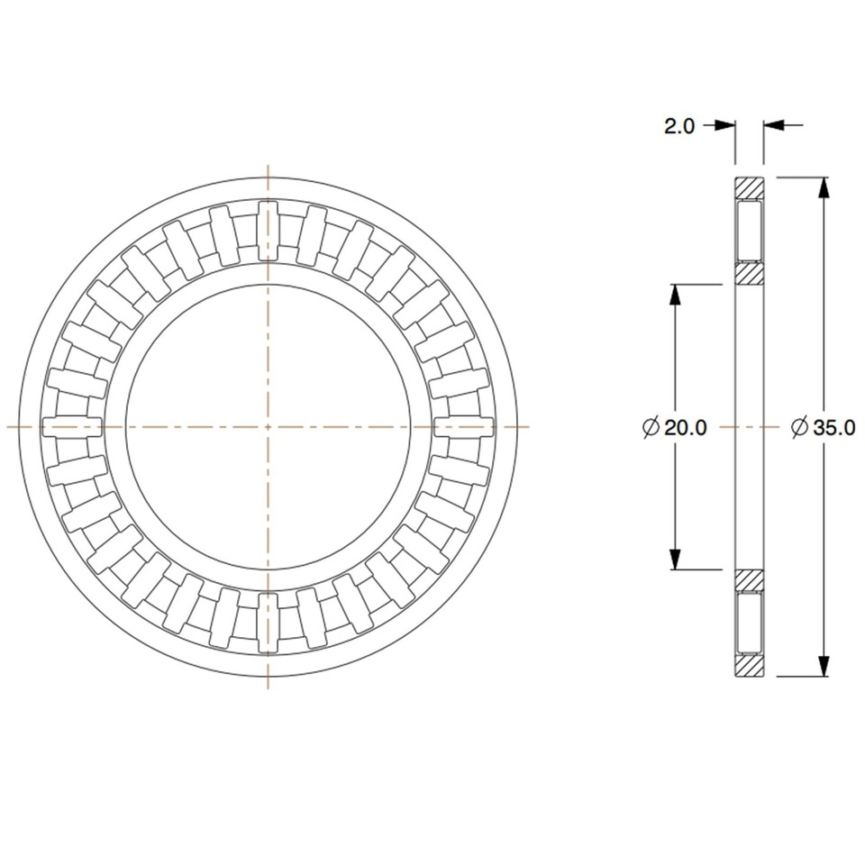 2pcs AXK2035 Thrust Needle Roller Bearings with Washers 20x35x2mm Free ...