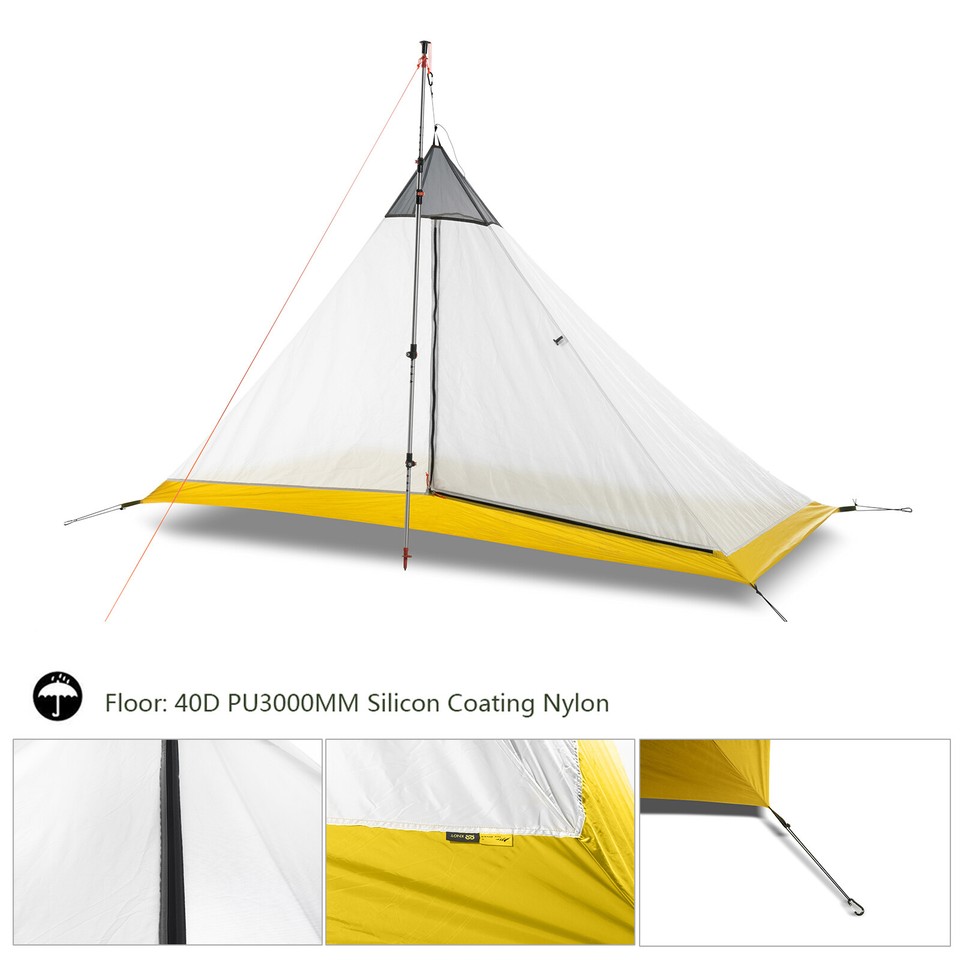 Waterproof Ultralight Outdoor Camping Pyramid Shape Tent Inner Tent 2-4 ...