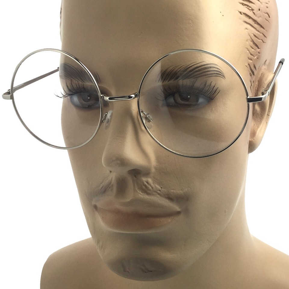 Large Oversized Big Round Metal Frame Clear Lens Round Circle Eye ...