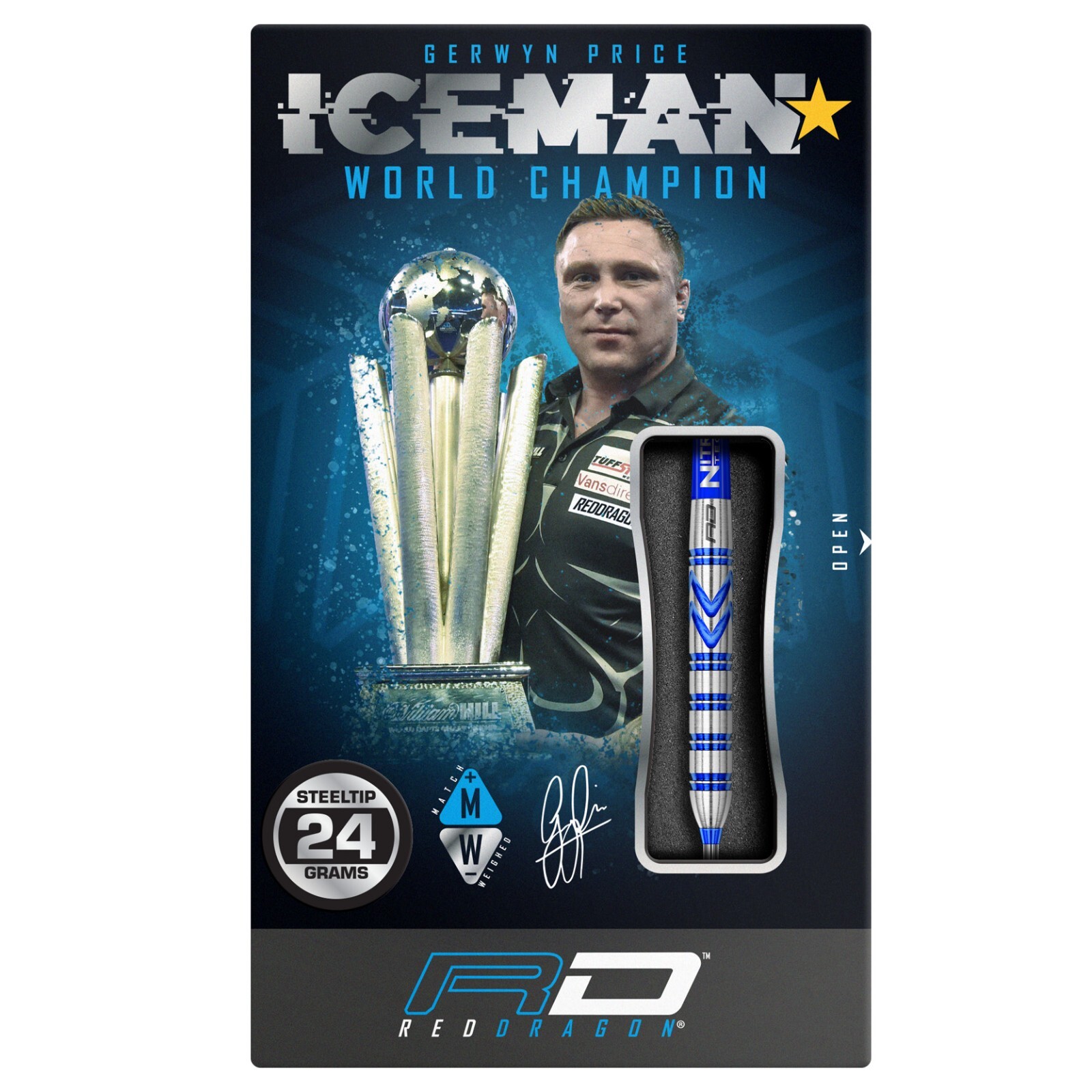 Gerwyn Price Blue Original Tungsten DartsSet 24g,26g Gezzy Iceman ...