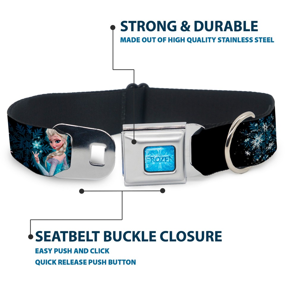 Dog Collar DYEA-FROZEN Logo Full Color Blues Elsa the Snow Queen Pos ...