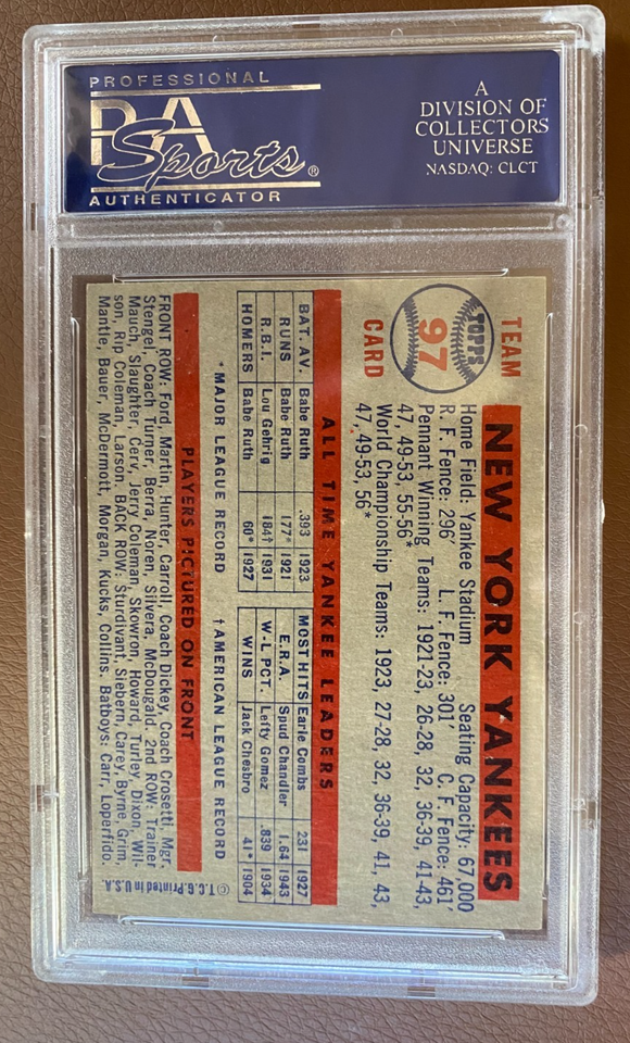 1957 Topps #97 Yankees Team PSA 7 NM in clean case! | eBay