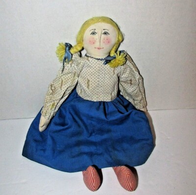 VINTAGE FOLK ART RARE HANDMADE ONE OF A KIND CLOTH DOLL JEAN LIBBY 1953 ...