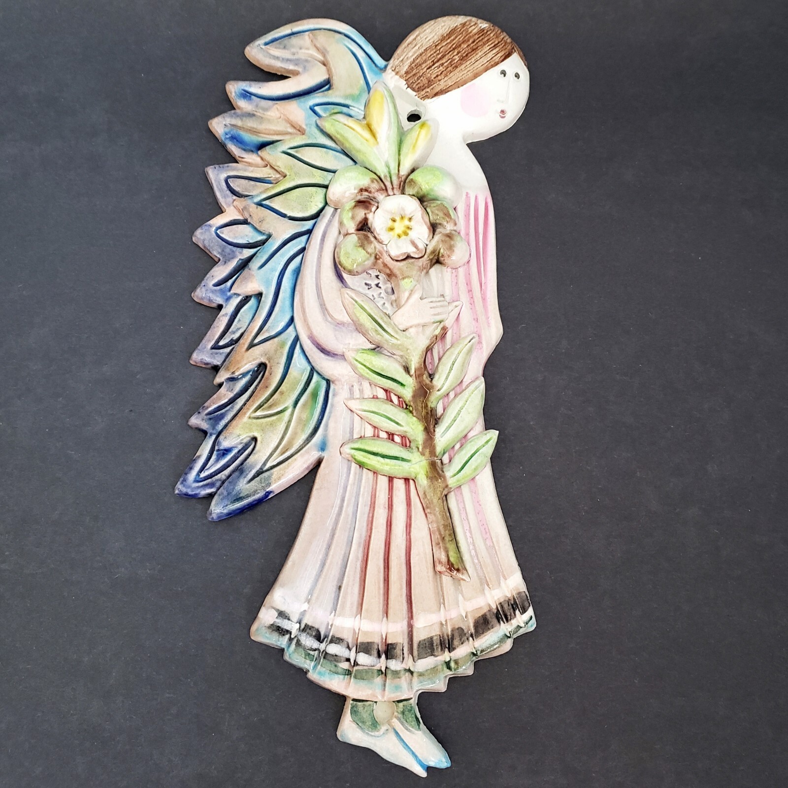 Gensini Ceramiche Angel 15" Wall Hanging Plaque Folk Art Pottery ...