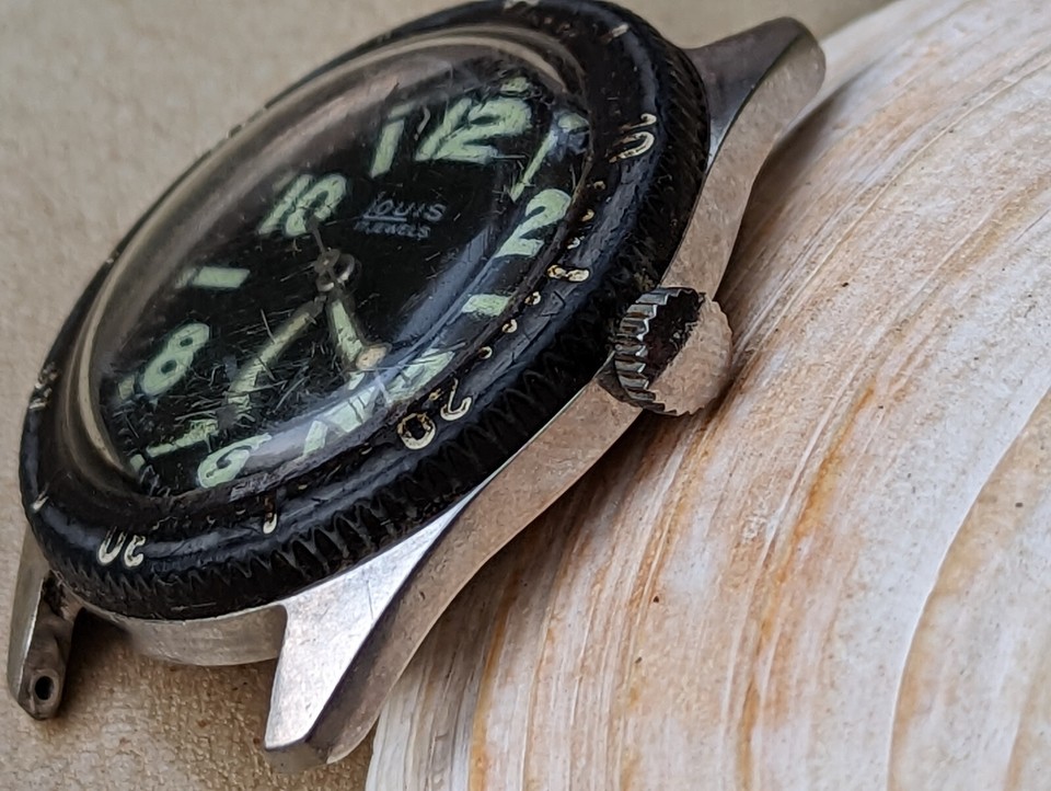 Vintage 1960's Louis 20 ATM French All SS Diver w/Warm Patina,Cupillard ...