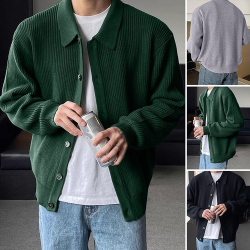 INCERUN Mens Winter Buttons Up Knitted Sweater Casual Loose Tops Jumper ...