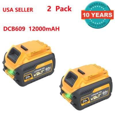 12.0Ah DCB609-2 For DEWALT DCB606 20V/60V MAX FLEXVOLT 12 Ah Li-Ion ...