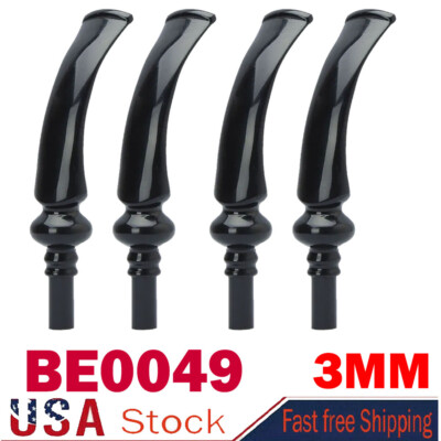 4x 3mm Curved Pipe Stem Acrylic Stem Mouthpiece Replacement For Tobacco ...