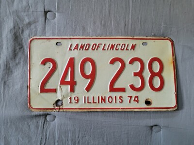 1974 IL ILLINOIS License Plate - 249 238 - PASSENGER | eBay