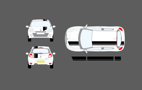 Fit Renault Clio Mk3 05-12 RS Cup Roof Bonnet Tailgate Stripes Graphic ...