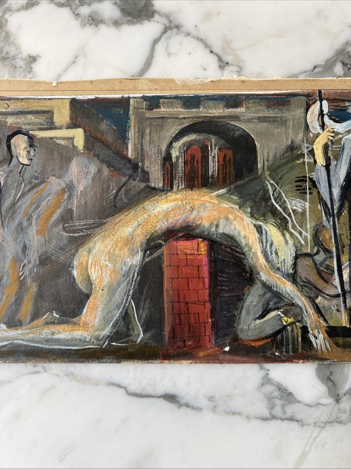 Don Dougherty (American 20th c.) 1940s WPA Era Mural Study Oil on Board ...