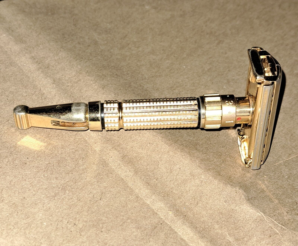 1958 Gillette D1 Toggle Razor w/ Red Dot Vintage D-1 Gillette Gold ...