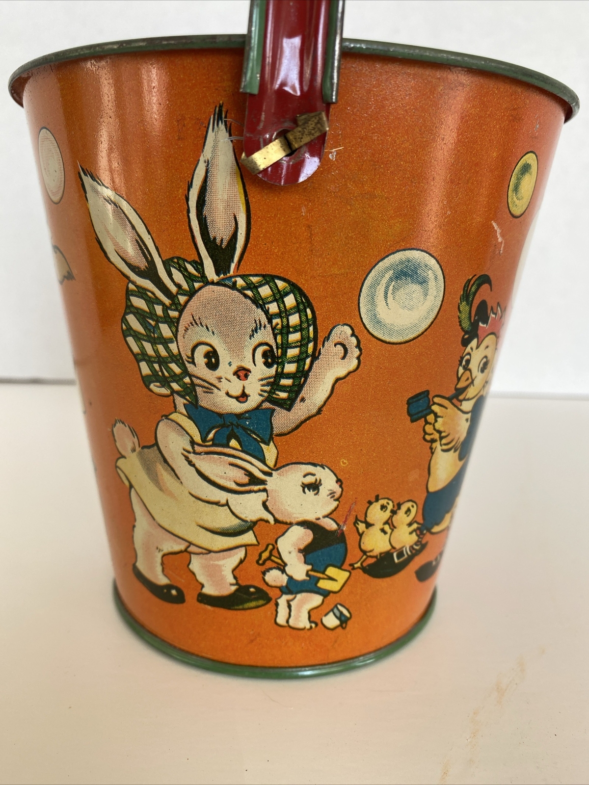 Vintage T. Cohn Tin Litho Sand Pail Graphics Of Animals Blowing Bubbles ...