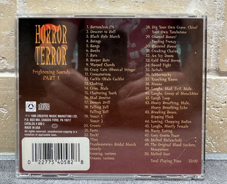 Horror Terror Frightening Sounds Part 1 Sound Effect CD | eBay