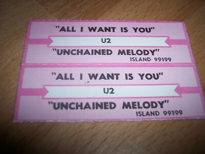 2 U2 All I Want Is You / Unchained Melody Jukebox Title Strips | eBay