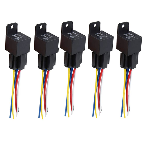 40 Amp 24V DC SPDT Relay Socket - Waterproof 5 Pin Relay Harness ...