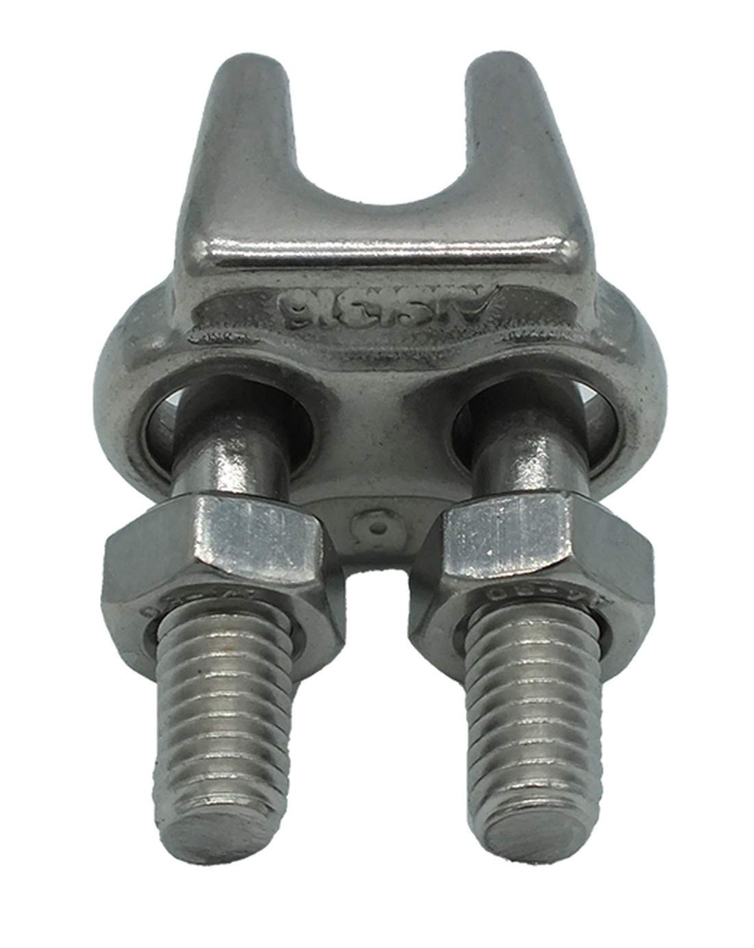 1/16” - 3/32” Type 316 Stainless Steel Wire Rope Cable Clip Clamp (Pack ...