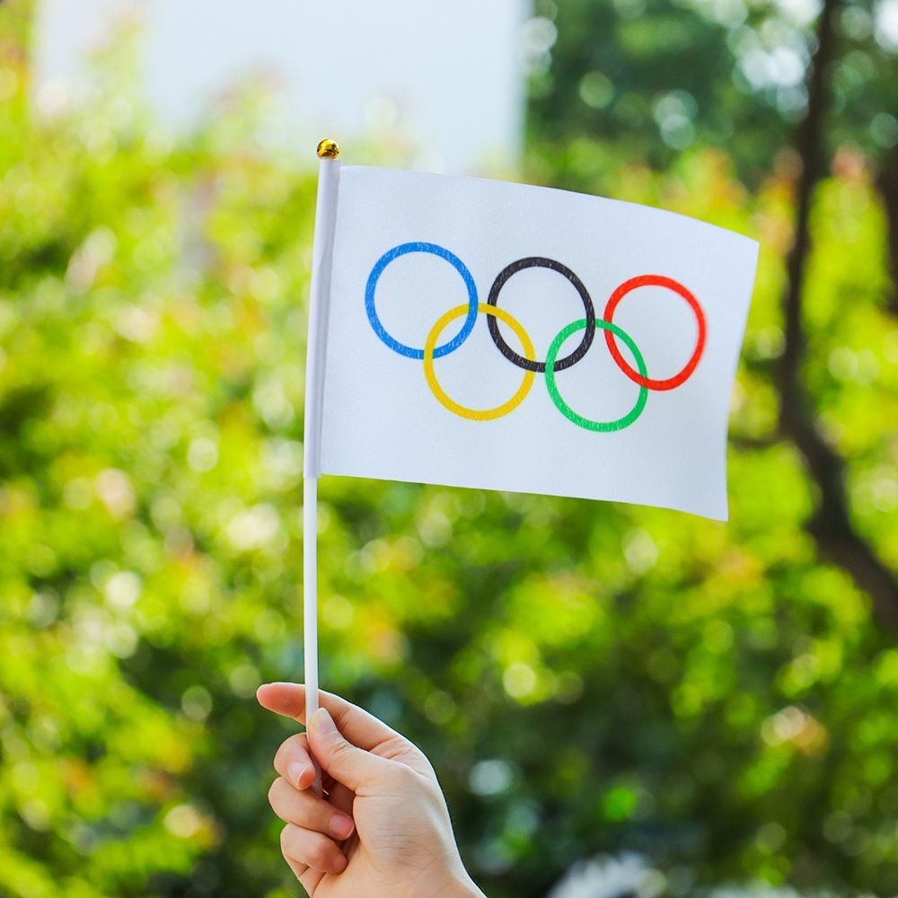 Resistant Vivid Color Olympics Style Five Ring Pattern Hand Flag Held ...