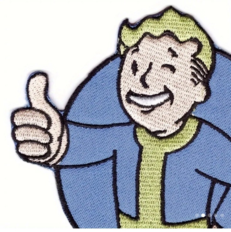 Fallout Game Vault Boy Thumbs Up Pose Blue Embroidered Iron On Patch ...
