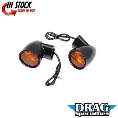 Drag Specialties 2020-0602 Black Amber Rear Bullet-Style Turn Signals ...