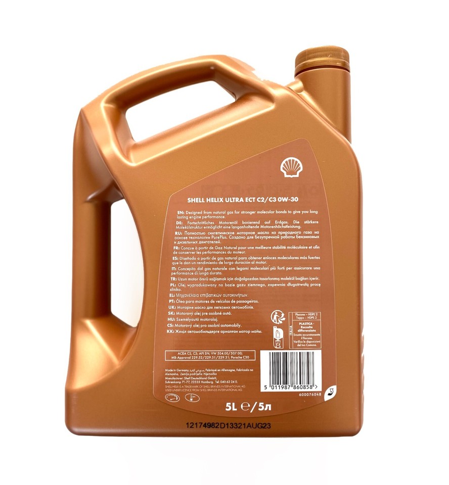SHELL HELIX ULTRA ECT ACEA C2/C3 0W-30 FULLY SYNTHETIC ENGINE OIL 5L ...