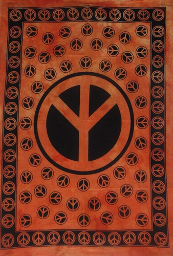 Orange Tie-Dye Y Peace Sign Wall Hanging Home Decorative Tapestries ...