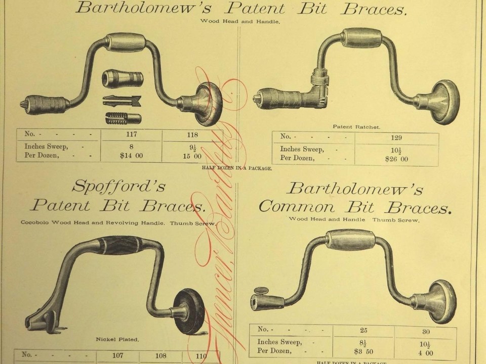 Bit Braces Backus Barber Barker 1885 Catalog Page Hibbard Spencer ...