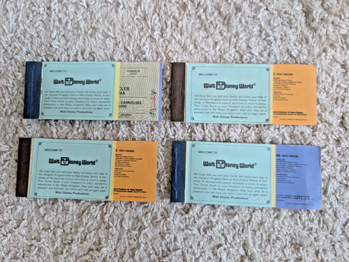 Walt Disney World Ticket Books Lot of 4 – 1970s Magic Kingdom Adult ...
