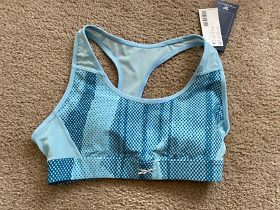 Reebok Blue Racerback Padded Medium Support Sports Bra Size Medium ...