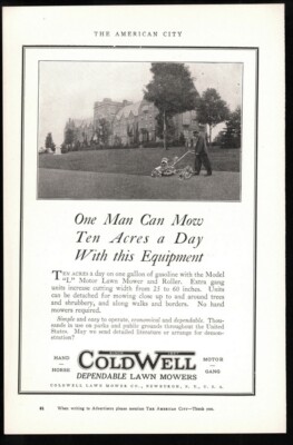 1926 Coldwell Lawn Mowers Model L Newburgh, NY Vintage magazine photo ...