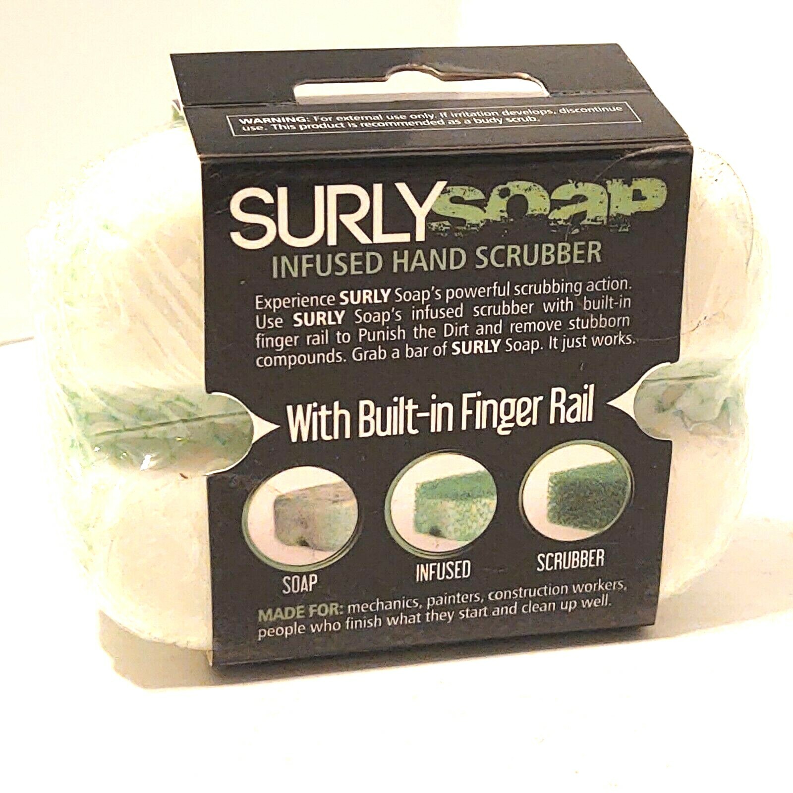 Surly Scent Mild Bar Soap Green 7.5 oz Single bar Soap infused scrubber ...