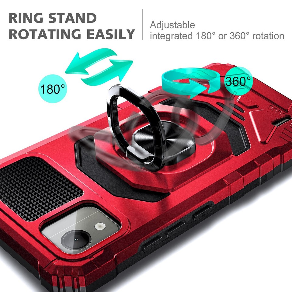 For BLU Studio Mini (2023) Case Armor Ring Stand Phone Cover + Tempered ...