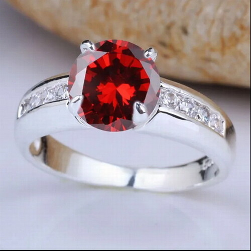 8mm Round Stone Classic Lady Engagement Ring S925 Sterling Silver Band ...
