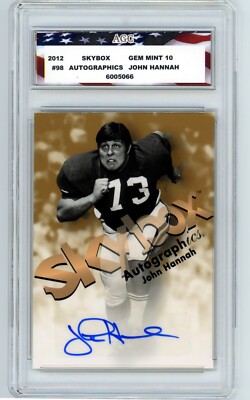 2012 Skybox Autographics #98 John Hannah Auto AGC 10 Gem Mint Alabama ...