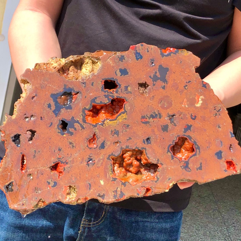 17.51LB RARE Natural red Volcanic Rock agate Sphere Quartz Crystal ...