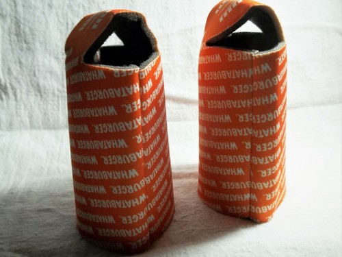 2 WHATABURGER COOZIE beer soda pop can holder cooler / warmer sleeves ...