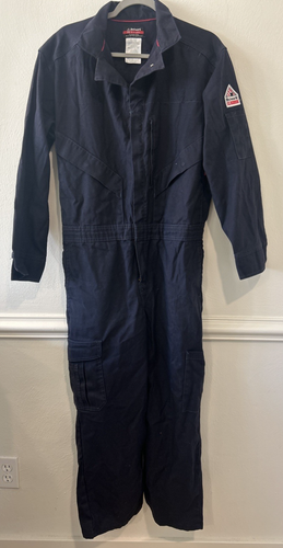Bulwark Flame Resistant FR iQ Series Blue Coveralls Size 40 Regular CAT ...