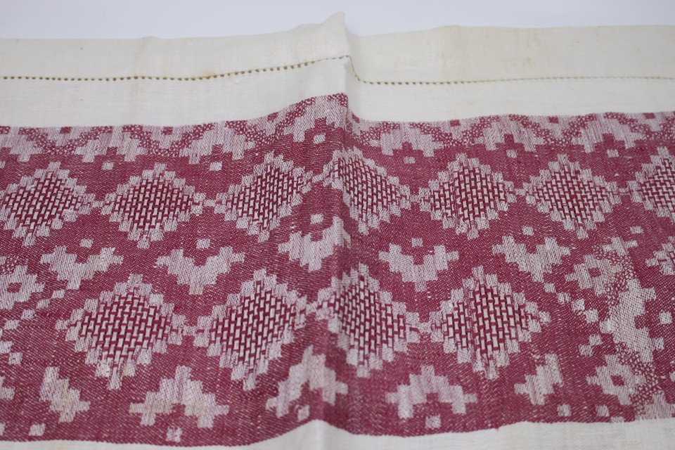 Vintage Soviet Union Linen Hand Towels, White/Pink Size: 62.5" x 20" | eBay