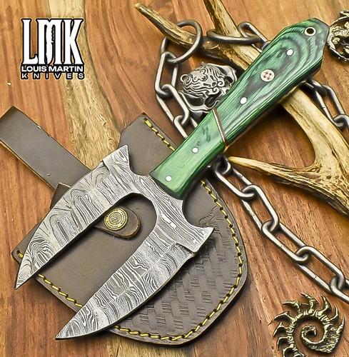 LMK Hand Crafted Full Tang Knife Twist Damascus Hard Wood Wooden ...