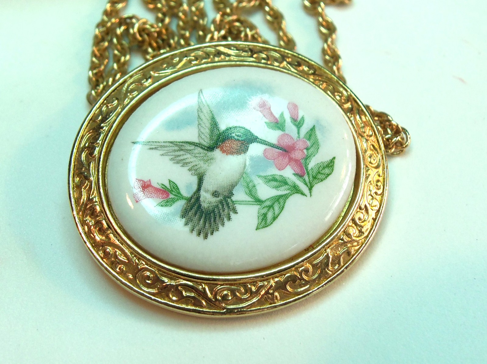 Avon Signed Summer Song The Hummingbird Pendant Necklace/Brooch Estate ...