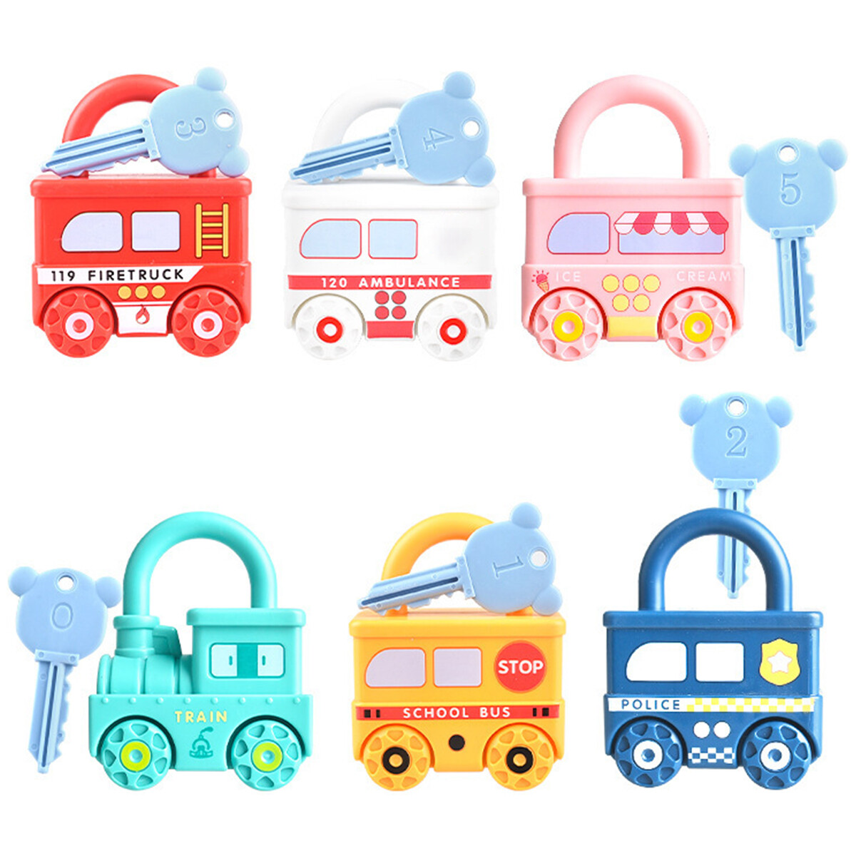 6 Pcs Lock and Key Toy for Toddlers Numbers Matching Early Learning ...