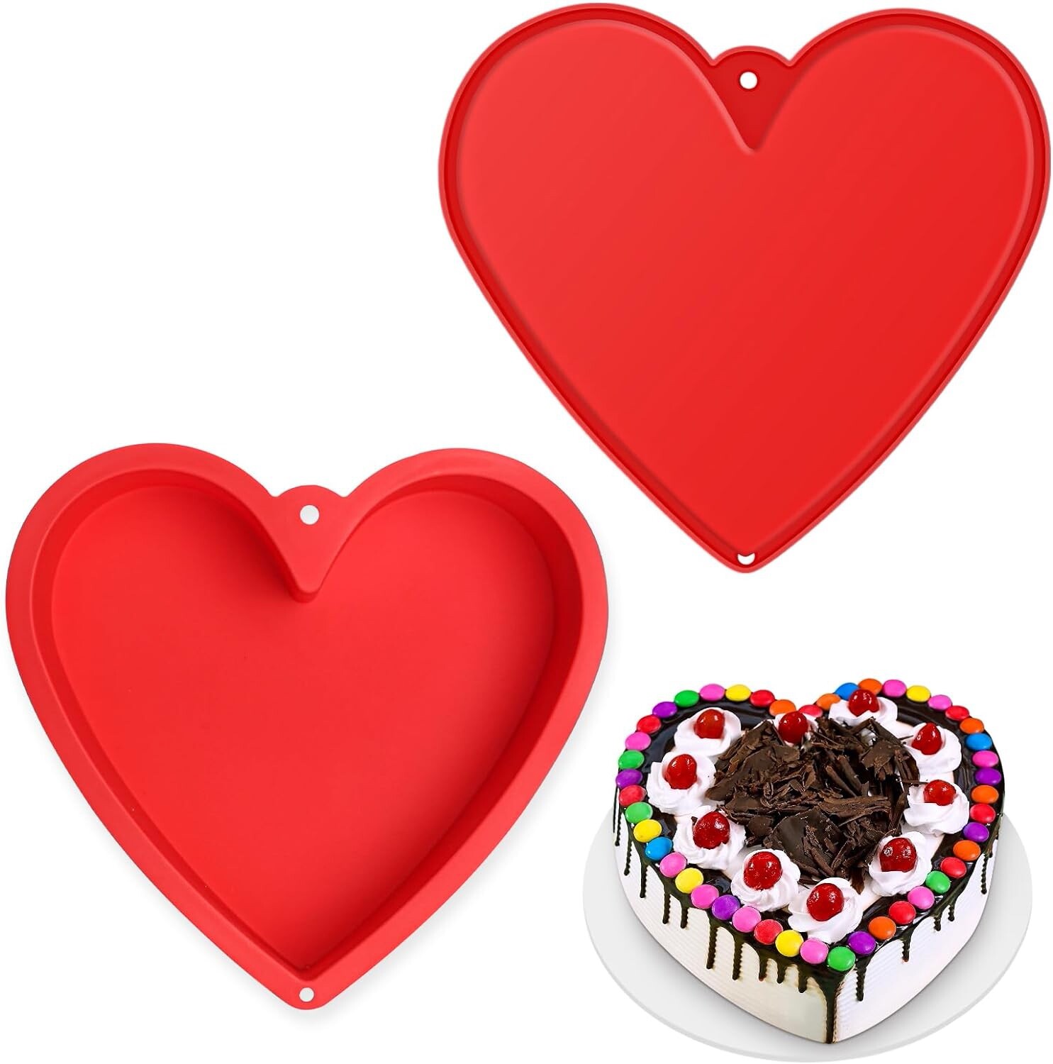 Heart Shaped Cake Pans 8 Inch 2pcs,Nonstick Silicone Heart Cake Mold | eBay