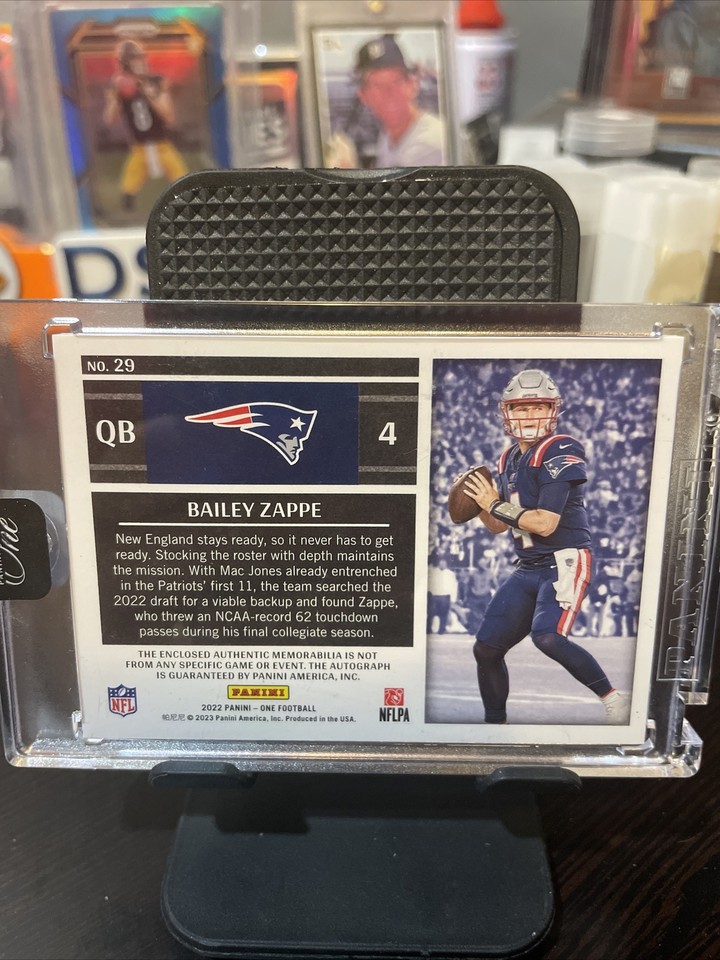 2022 Panini One Bailey Zappe RPA /199 On Card 4 Color Patch 🤢 Patriots ...
