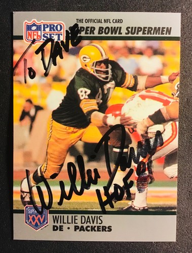 Green Bay Packers WILLIE DAVIS autograph signed auto Pro Set Super Bowl ...