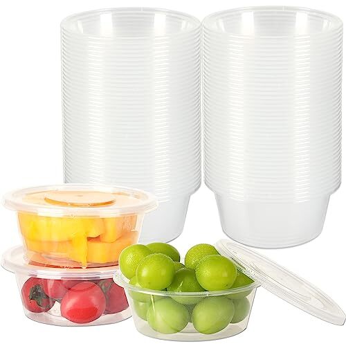 40 Pack 8oz Small Plastic Containers with Lids for Slime Foam Ball ...