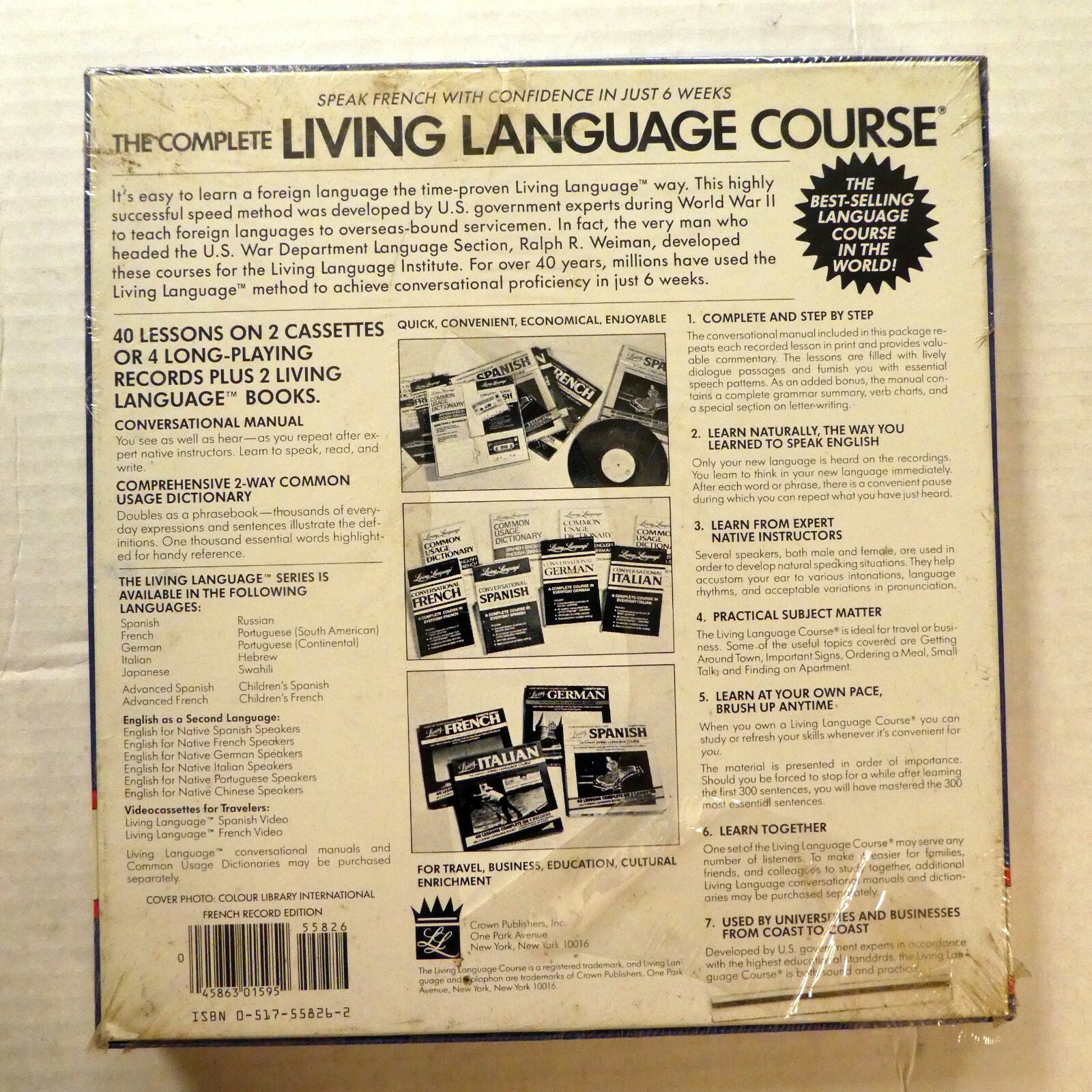 Living Language Course living FRENCH 40 Lessons on 4 RECORDS Sealed La ...
