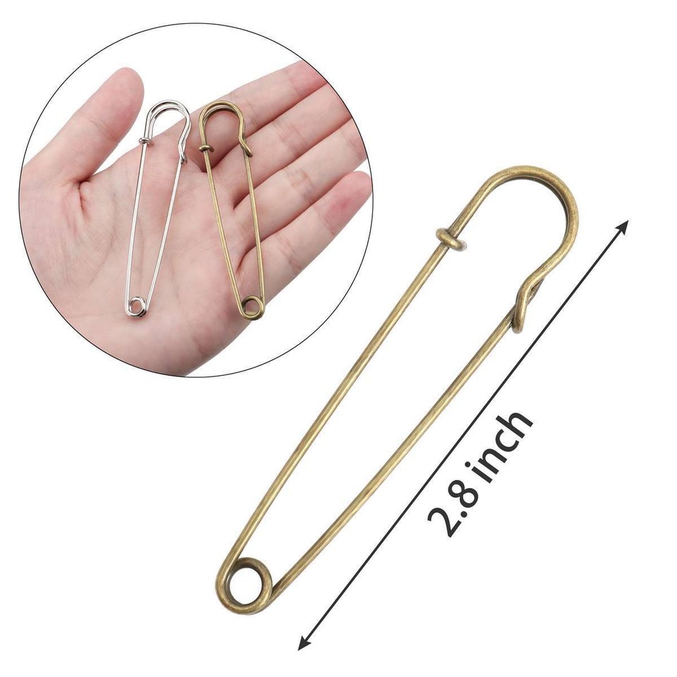 10pcs Safety Pins Large Heavy Duty Safety Pin 2.8inch Blanket Stainless ...