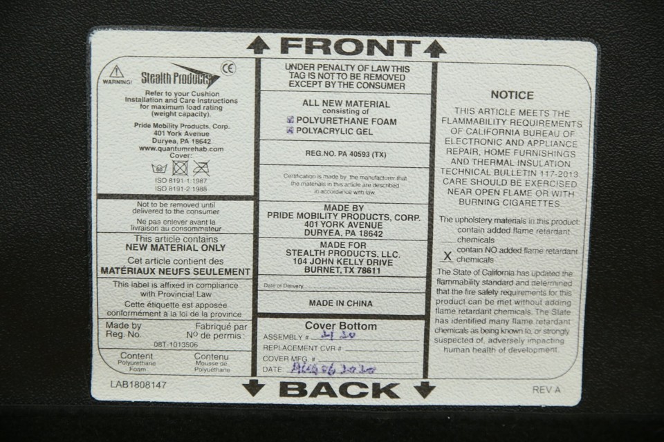 Stealth Glacial SP COOLCORE Power Chair Wheelchair Cushion 21" x 20 ...